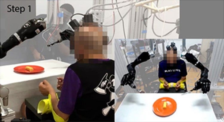 Paralyzed man feeds himself with robotic arms connected directly to his ...