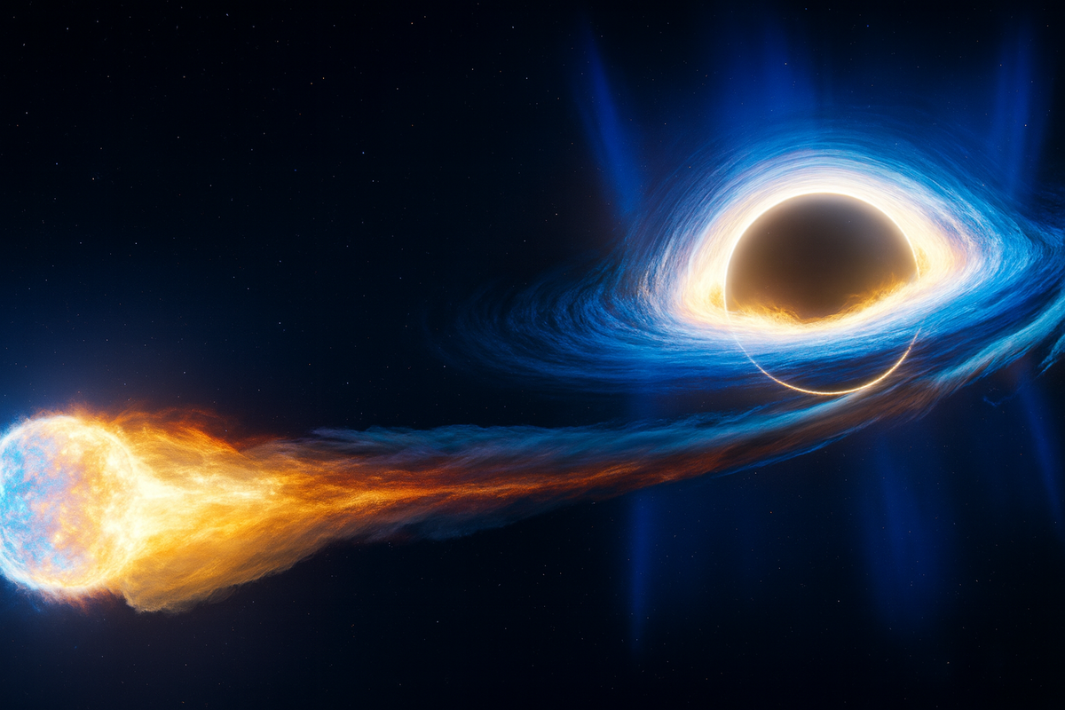 Astronomers spot a black hole ripping apart a star outside a galaxy’s ...
