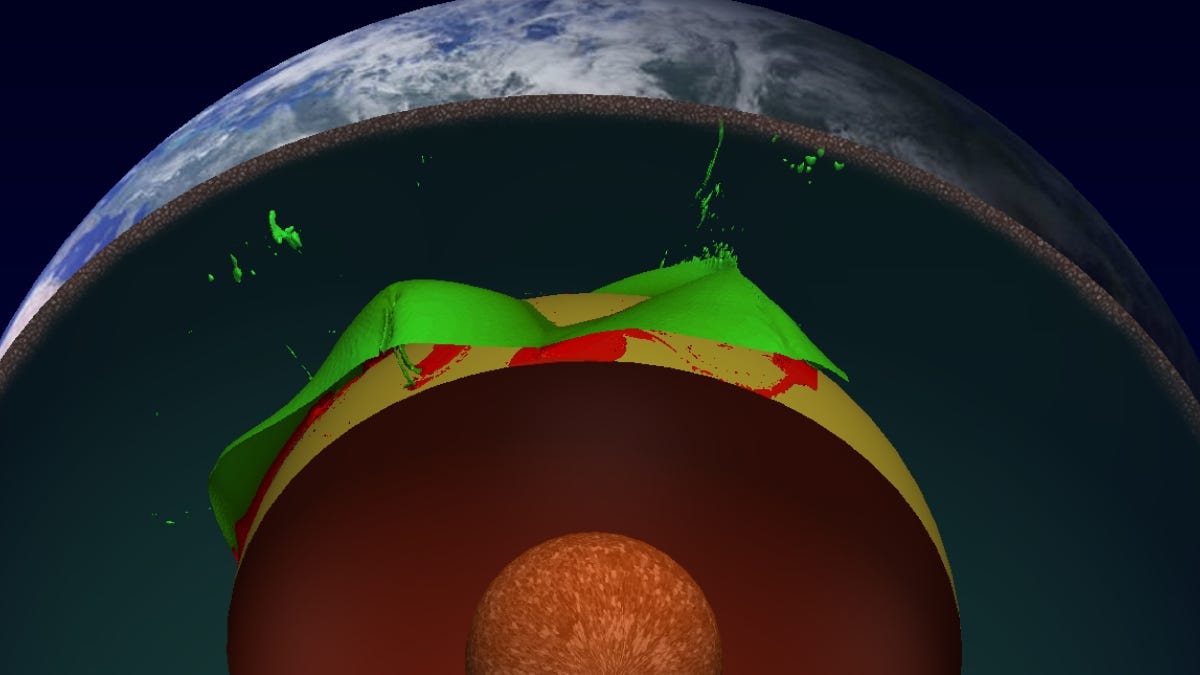 Two hidden continents above Earth’s core may be relics of a primordial ...